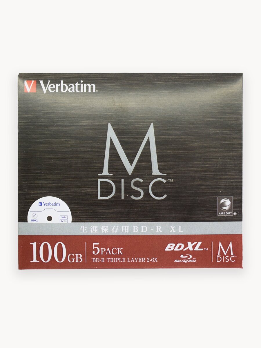 Диски чистые Verbatim Blu-ray M-DISC BDXL 2-6X, 100GB, Slim Case, 5 PACK, branded