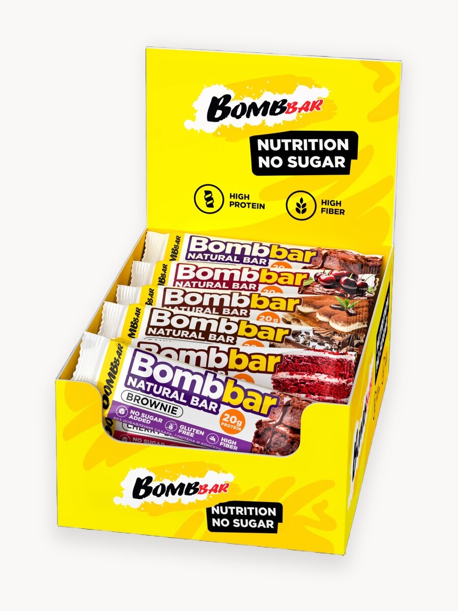 Протеиновые батончики Bombbar без сахара Наборы ассорти №4, 20шт х 60г