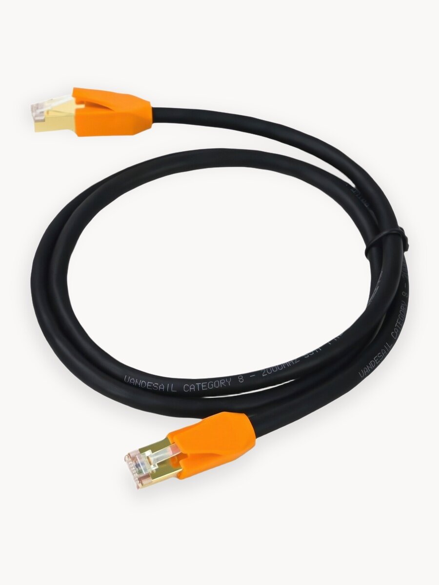 Кабель для подключения интернета LAN коммутационный шнур патч-корд витая пара U-KCOM RJ-45 CAT8 3 м, черный