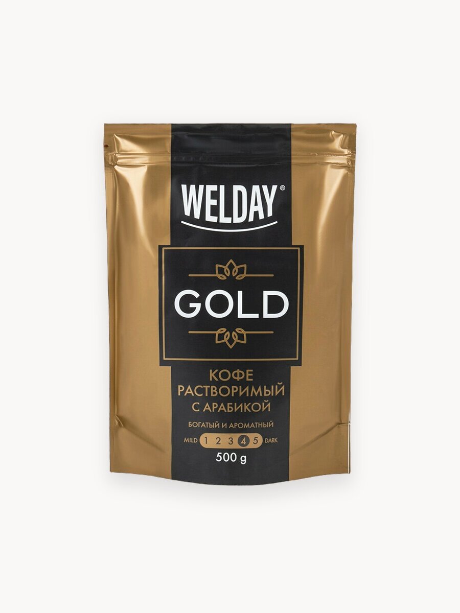 Кофе растворимый сублимированный 500 г, арабика, Welday(Вэлдэй) Gold, 880853