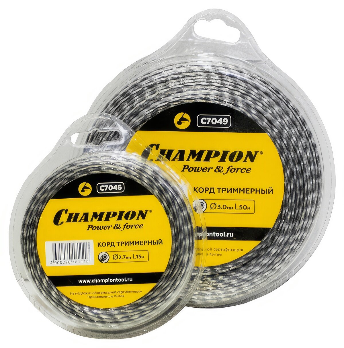 Леска для триммера CHAMPION Tri-twist 2,7мм 15м витой треугольник