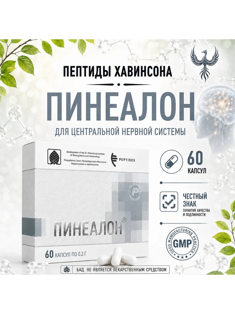 Пинеалон №60 для Центральной нервной системы Пептиды Хавинсона 60 капсул