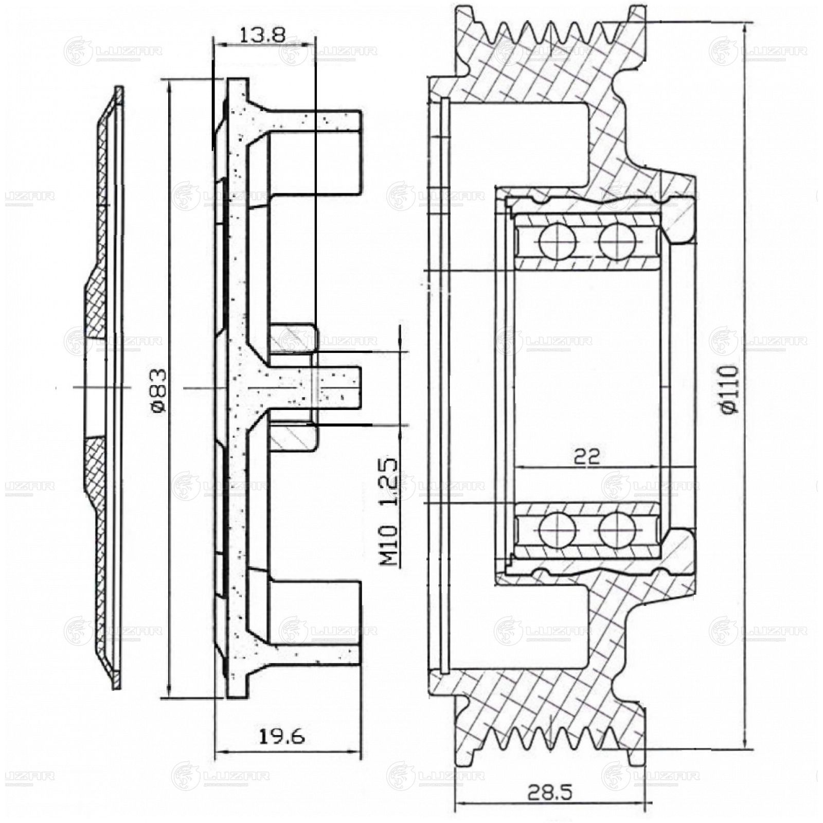 Муфта срывная компрессора кондиционера, для Шкода Октавия A5 2004- oem 1K0820803F, 1K0820803P арт LCC1801
