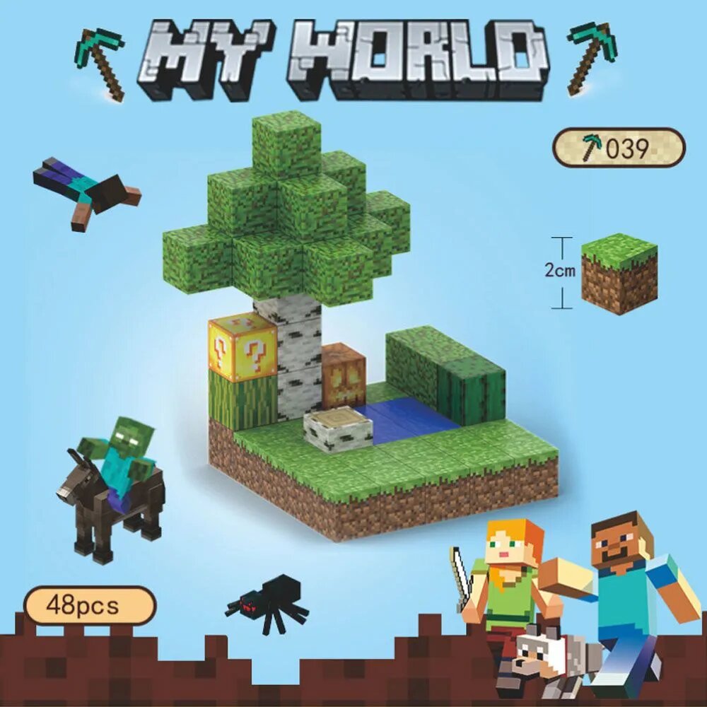 Магнитный Конструктор Майнкрафт набор детали фигурок Игрушка Minecraft My World , Комплект из магнитных блоков