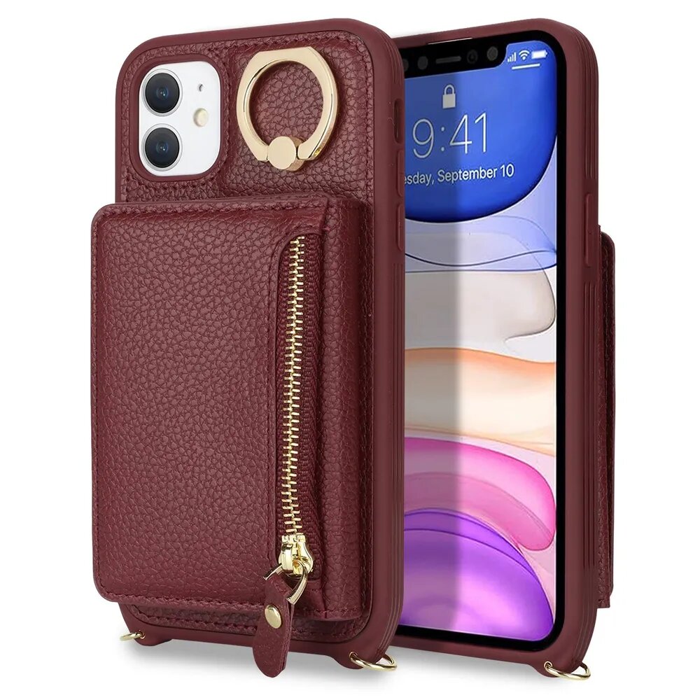Чехол для iPhone 11 6.1" ZipWallet бордовый
