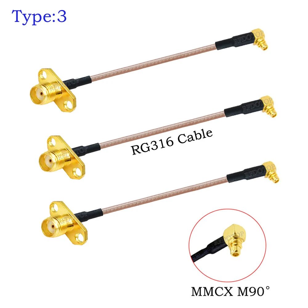 RFDOTOP RG316 SMA Female to MMCX Cable 10CM, SMA F2 to MMCX M90