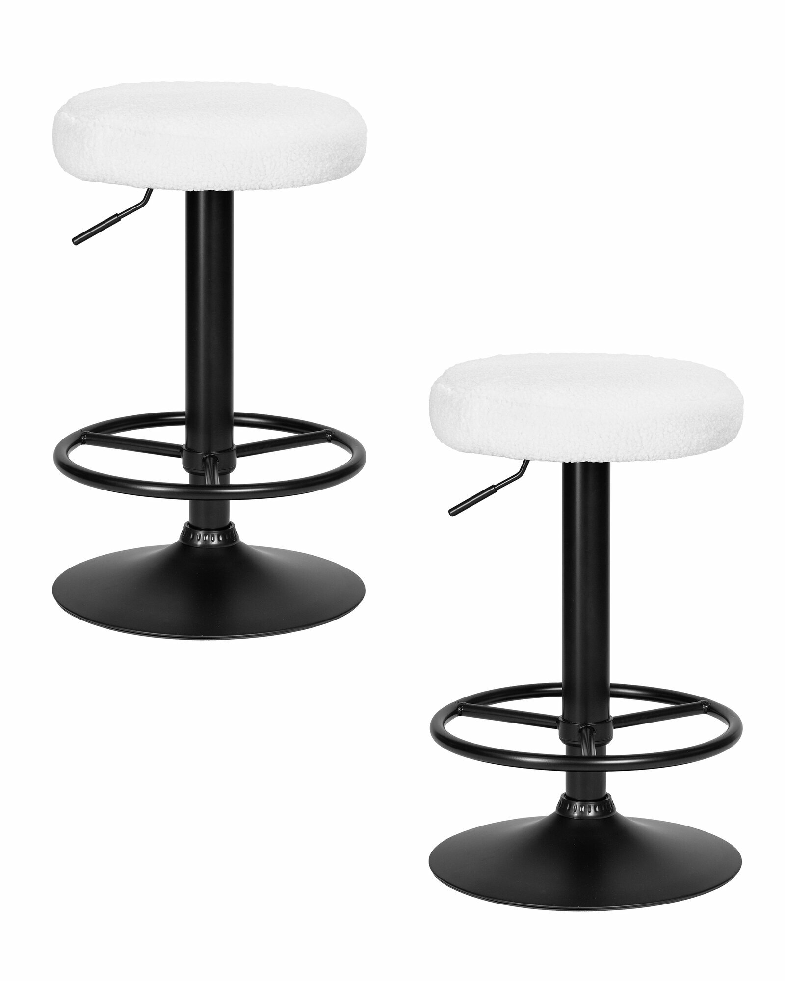 Набор 2 шт. Табурет барный DOBRIN TEDDY BLACK, LM-5038_BlackBase, белый букле (13)