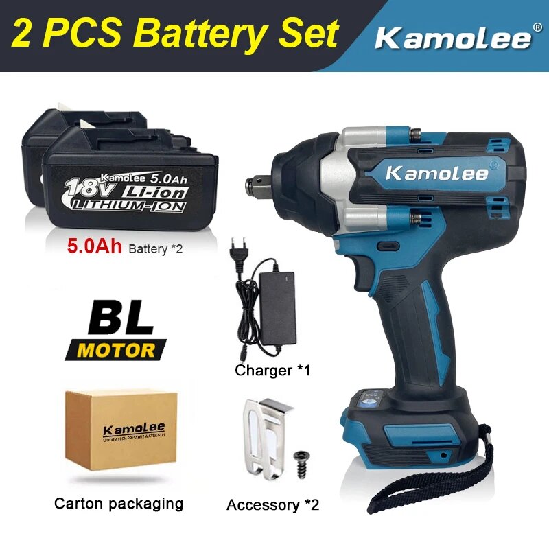 Kamolee DTW700 бесщёточный аккумуляторный гайковерт 18-21В