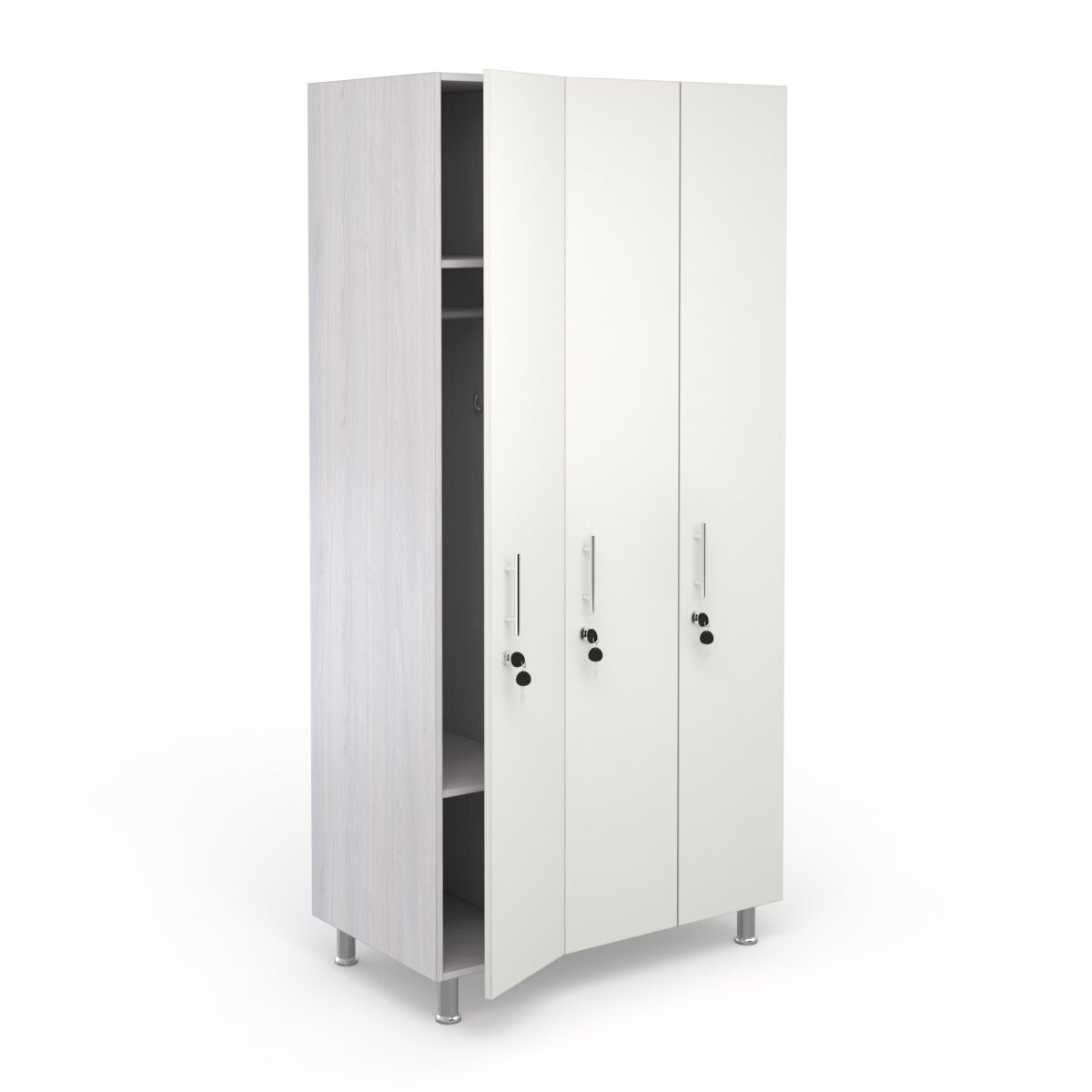 Шкаф для раздевалок 3х-секционный, Ясень Анкор и Белый. Производитель товара - компания Westcom.