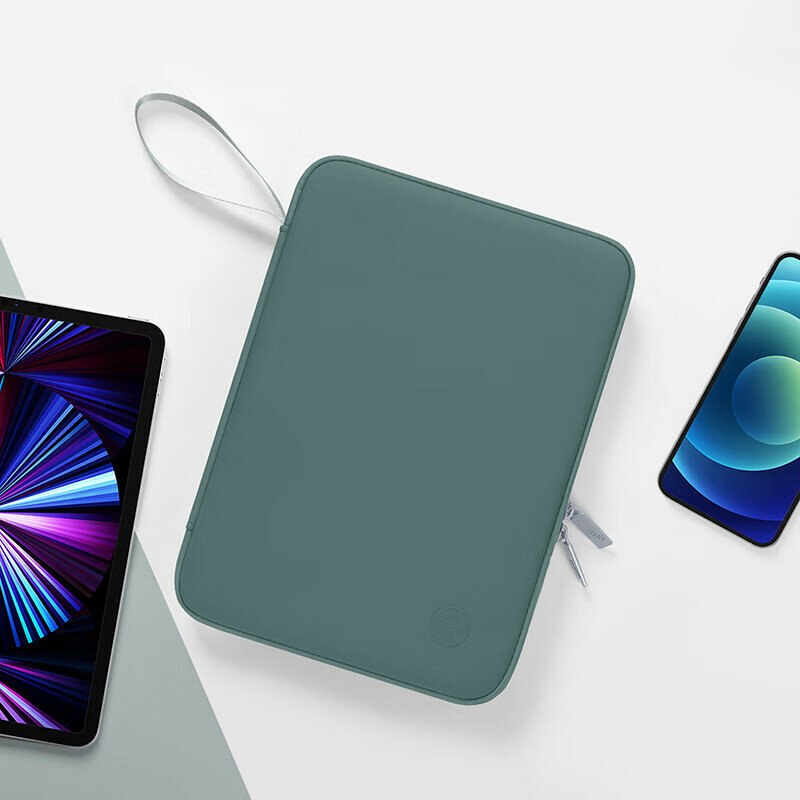 JPLAYER Tablet Storage Bag 12.9 Inch Anti-drop Protective Case Handbag for iPad Pro/Huawei MatePad Pro 12.6/Lenovo Xiaoxin Xiaomi Pro 5 Lake Green