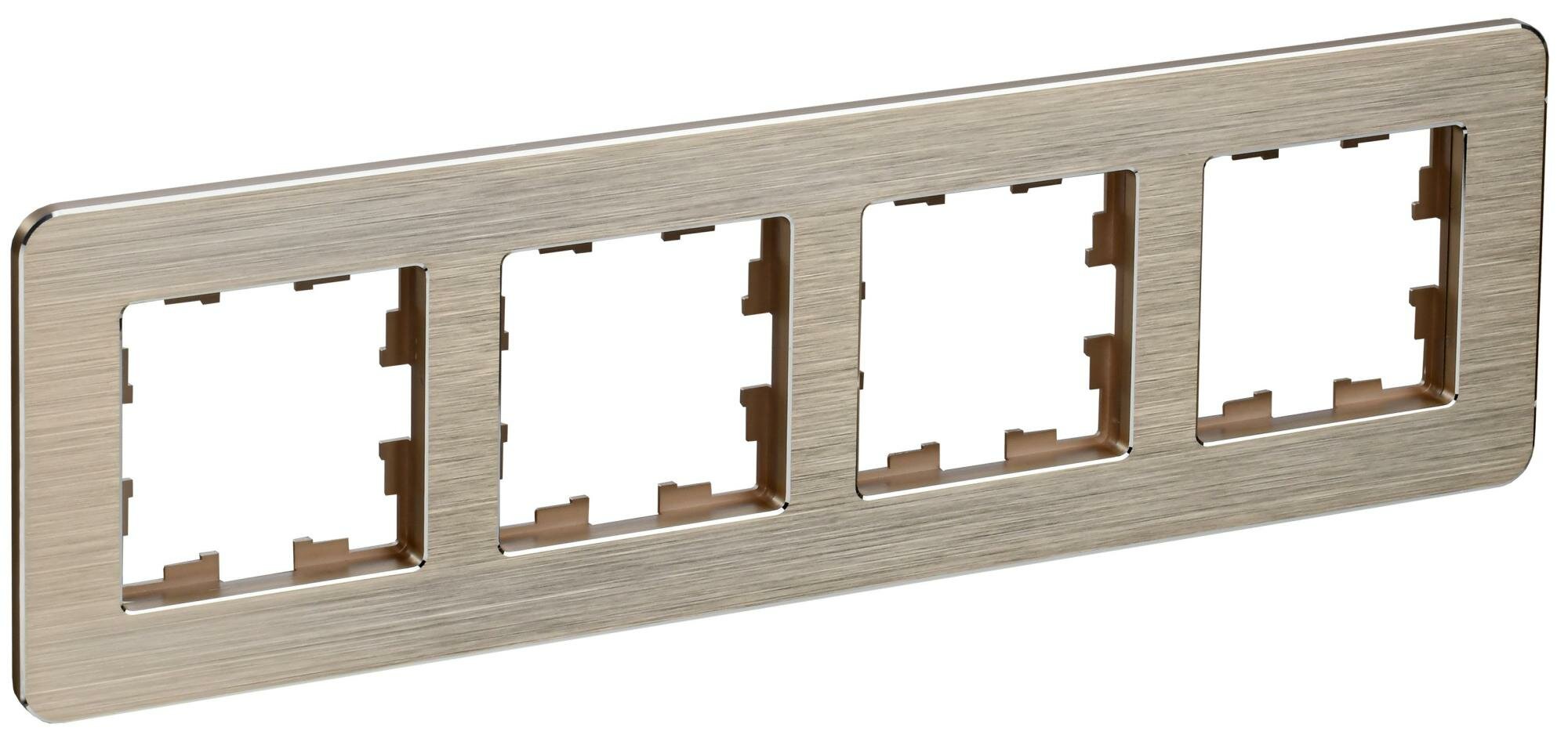 IEK BRITE DECOR Шампань металл. скругл. угол Рамка 4-м РУ-4-1-Бр RE AL, BR-M42-M-21-K37