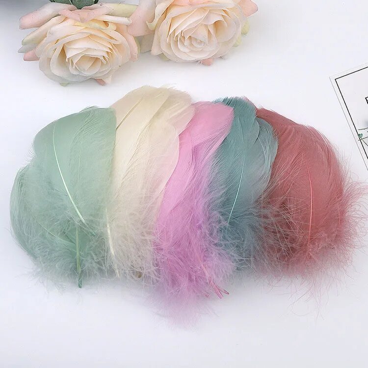 Натуральные цветные гусиные перья, 5-8 см, 100 шт, Mixedcolor-3
