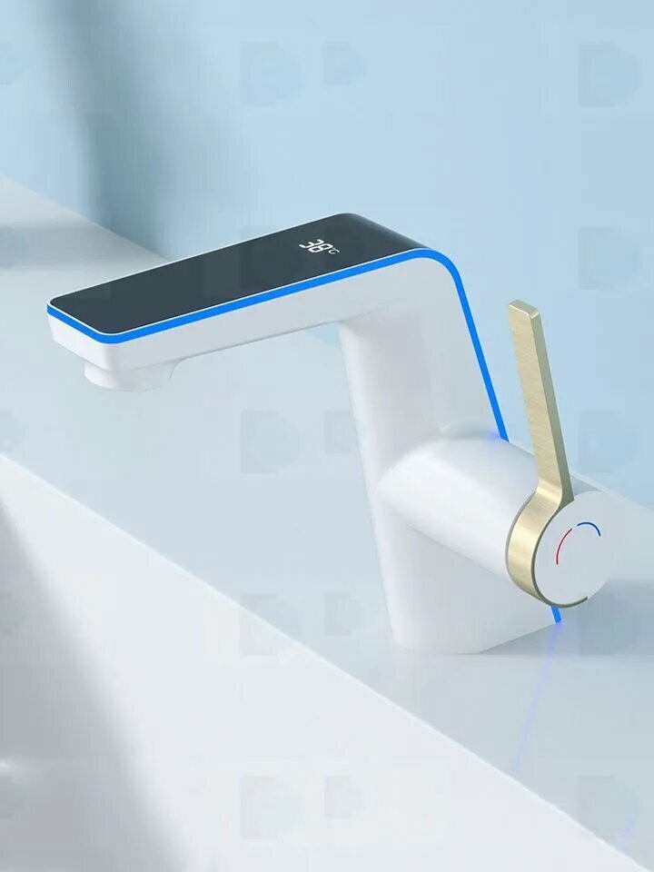 Смеситель для ванной комнаты, цифровой дисплей/подсветка, горячая и холодная вода, с одной ручкой, многофункциональный