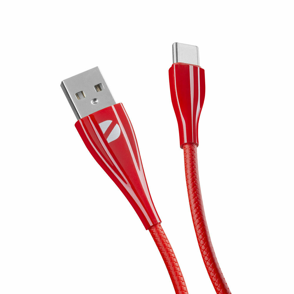 Кабель для зарядки смартфона Ceramic USB - USB-C, 1м, красный, Deppa 72290