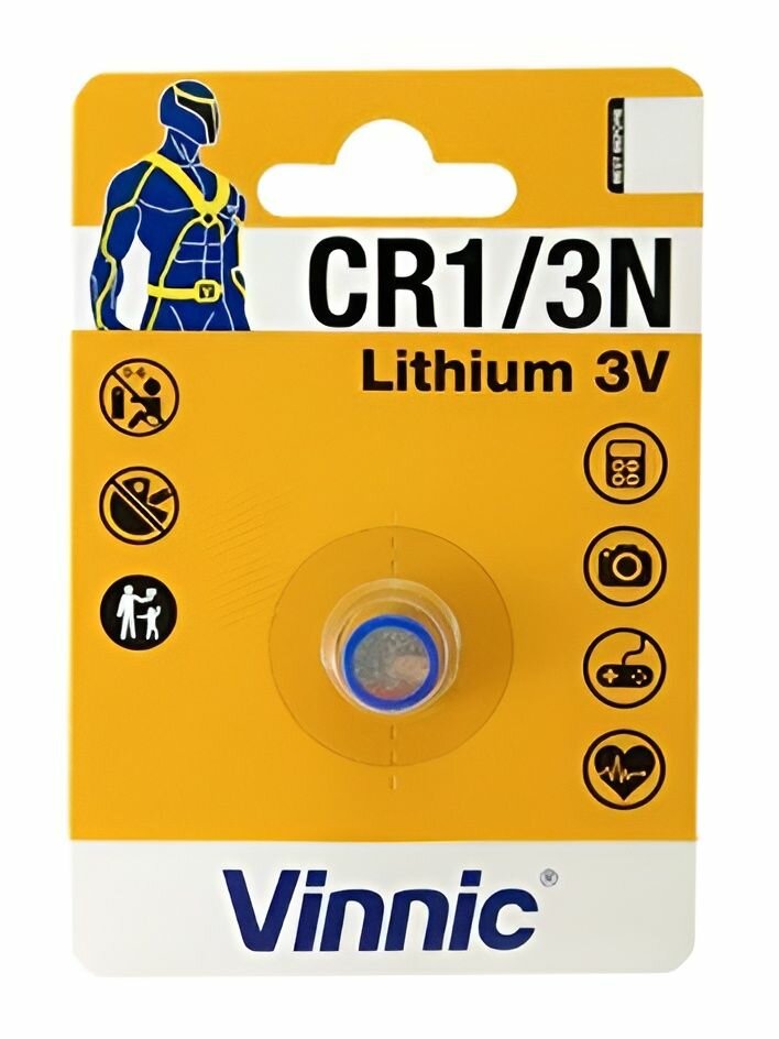 Батарейка литиевая VINNIC CR1/3N (CR11108, DL1/3N, 2L76) 3В (бл1)