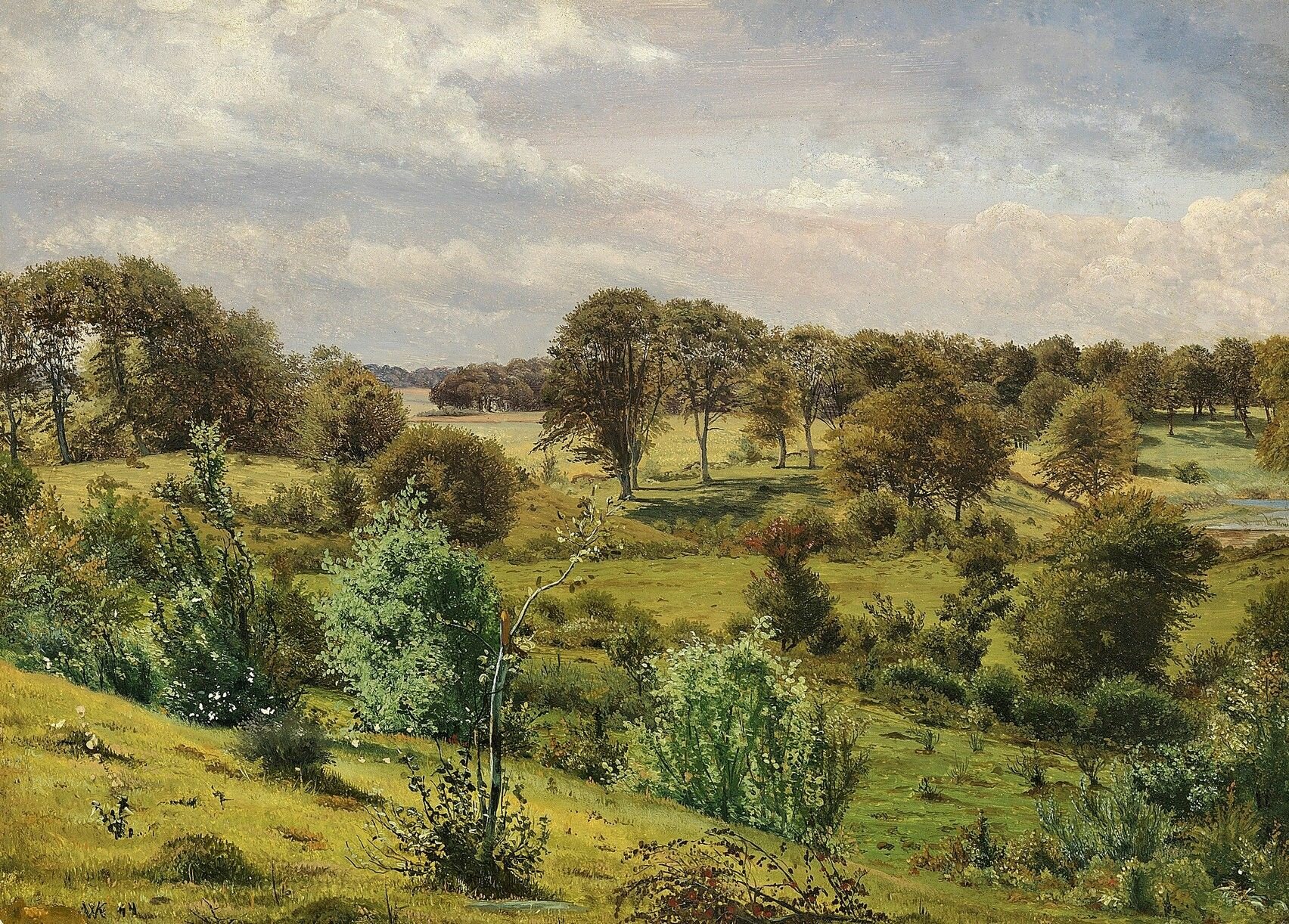 Картина Вильгельма Кина Деревья и кусты в холмистой местности 60х43 см