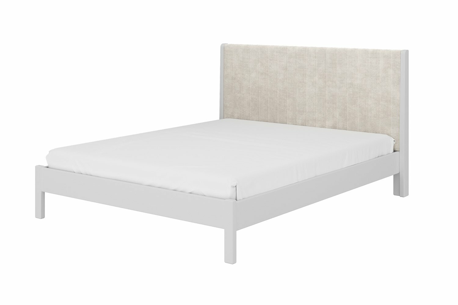 Кровать двуспальная Альпин, 160х200 см, основание в комплекте, цвет белый, жемчужно-серый