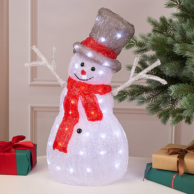 Светодиодная фигура Снеговик - Bonne Аnnee 47 см, 60 холодных белых LED ламп, акрил, IP44, Winter Deco, 4060446