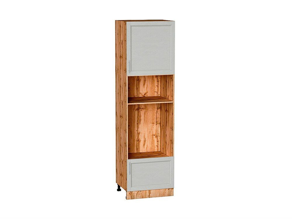 VVT Шкаф пенал с 1-ой дверцей и ящиком под технику Сканди Дуб Вотан, Cappuccino Softwood, 2140 В*Ш*Г 2132*600*576, фасад МДФ Cappuccino Softwood, корпус Дуб Вотан Cappuccino Softwood