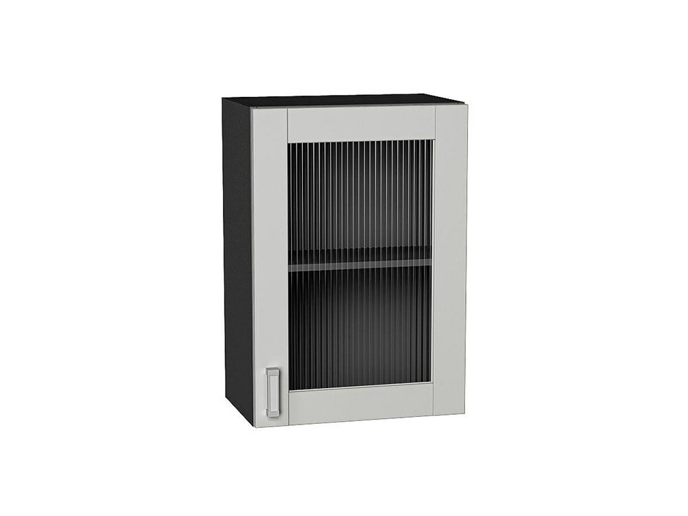 VVT Шкаф верхний с 1-ой остекленной дверцей Лофт Graphite, Grey Silk, 720, 500 В*Ш*Г 716*500*320, фасад МДФ/Стекло Grey Silk, корпус Graphite Grey Silk
