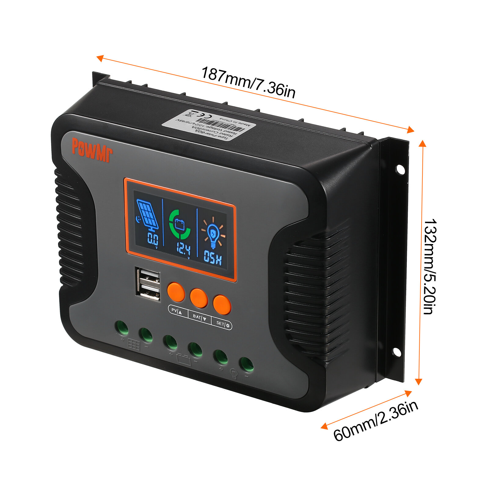 PWM контроллер заряда 80A 12-48V для литиевых АКБ, с USB
