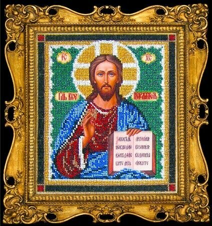 Набор для вышивания бисером икона "Спас Вседержитель" L-1, 19х22 см, Вышиваем бисером