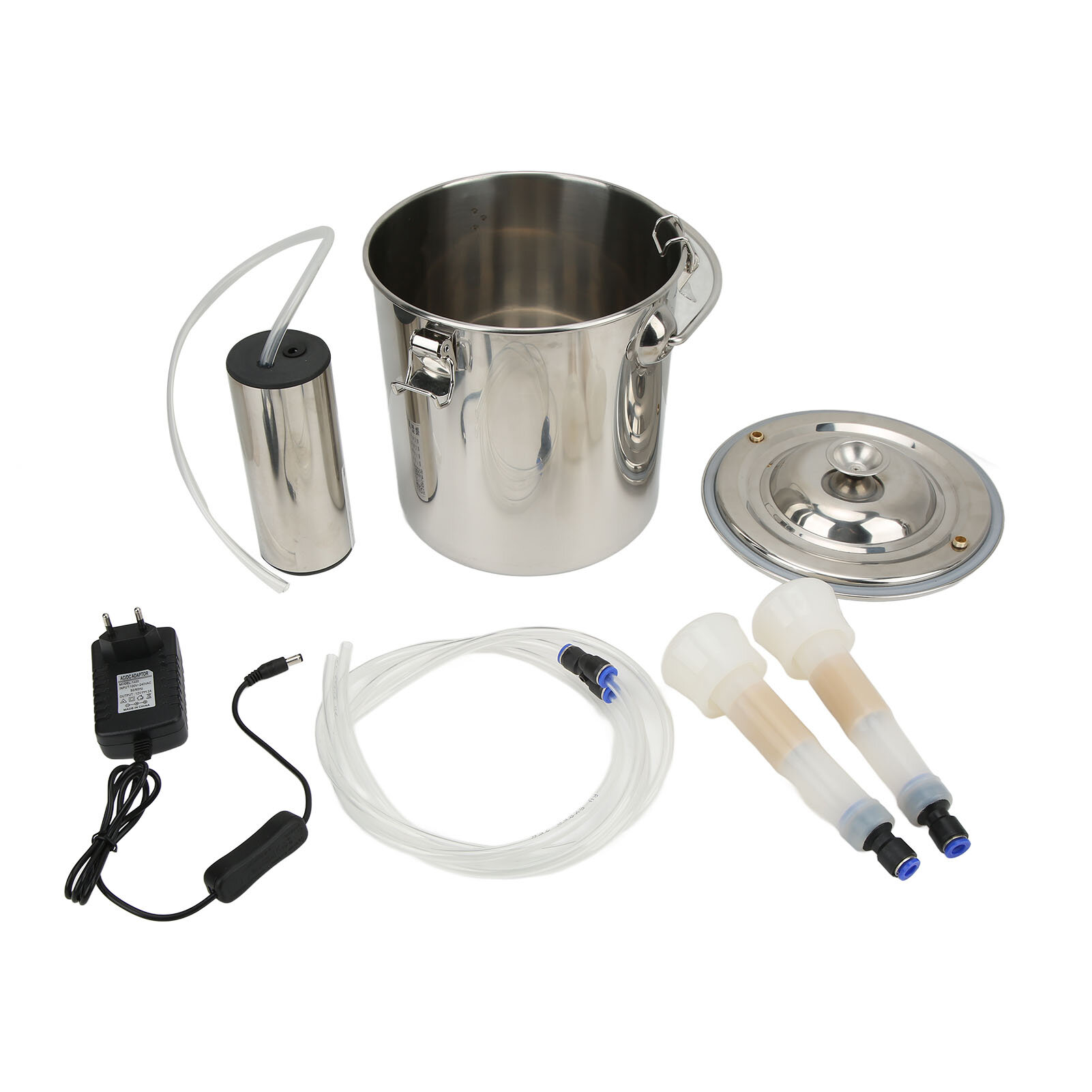 Доильный аппарат 7 литров, электрический молокоотсос из нержавеющей стали, доильное устройство с двойной головкой, бытовой доильный аппарат, вилка 100‑240VEU