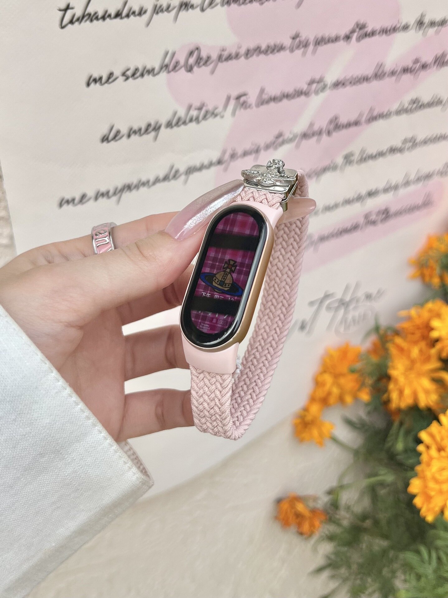Ремешок Saturn West Queen, магнитный, нейлон, розовый, для Xiaomi 9/8