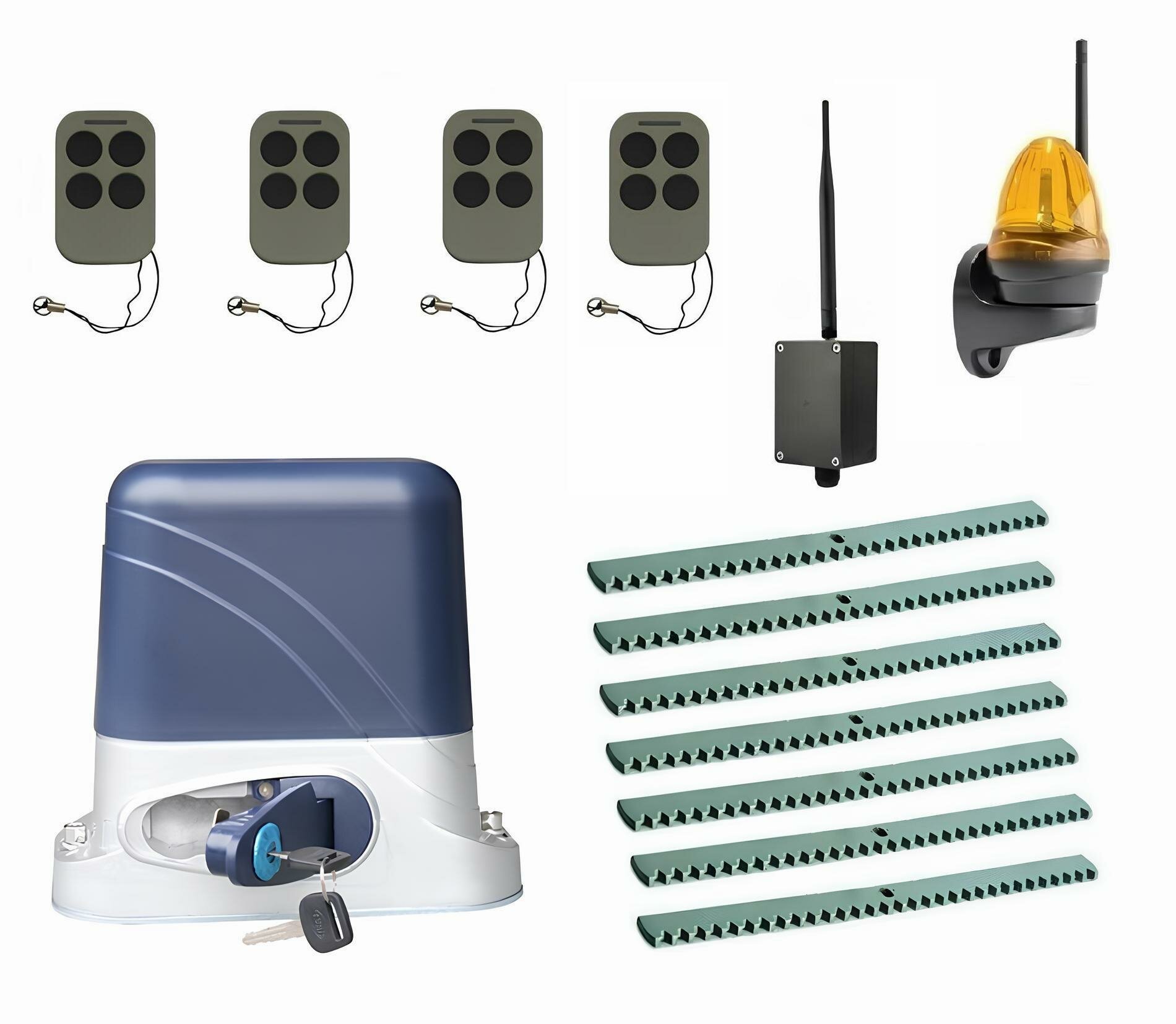 Автоматика для откатных ворот KSL-800 KIT-LK7-BT-Т4, комплект: привод, 4 пульта, Bluetooth-модуль, лампа, 7 реек