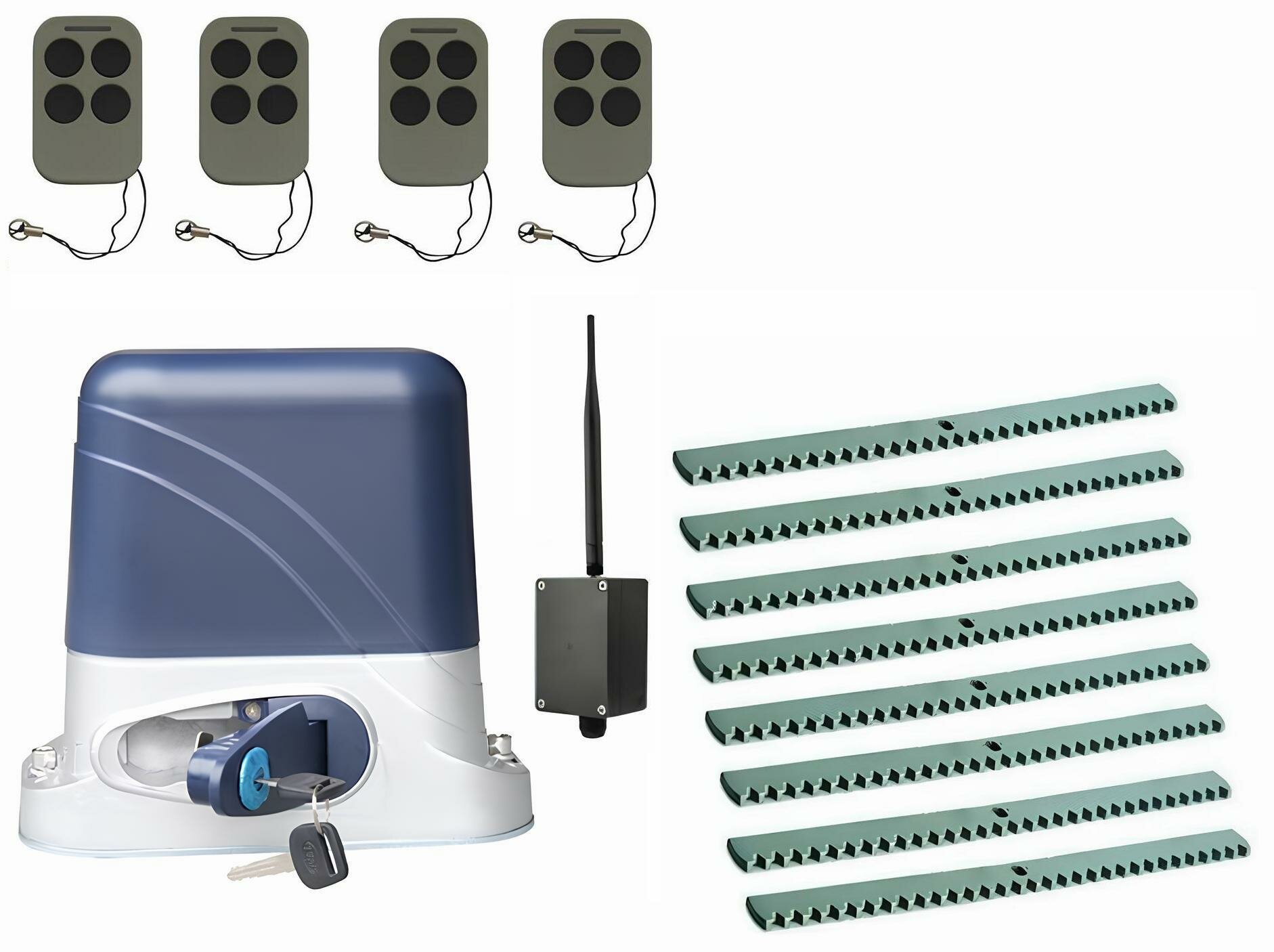 Автоматика для откатных ворот KSL-800 KIT-KR8-BT-Т4, комплект: привод, 4 пульта, Bluetooth-модуль, 8 реек