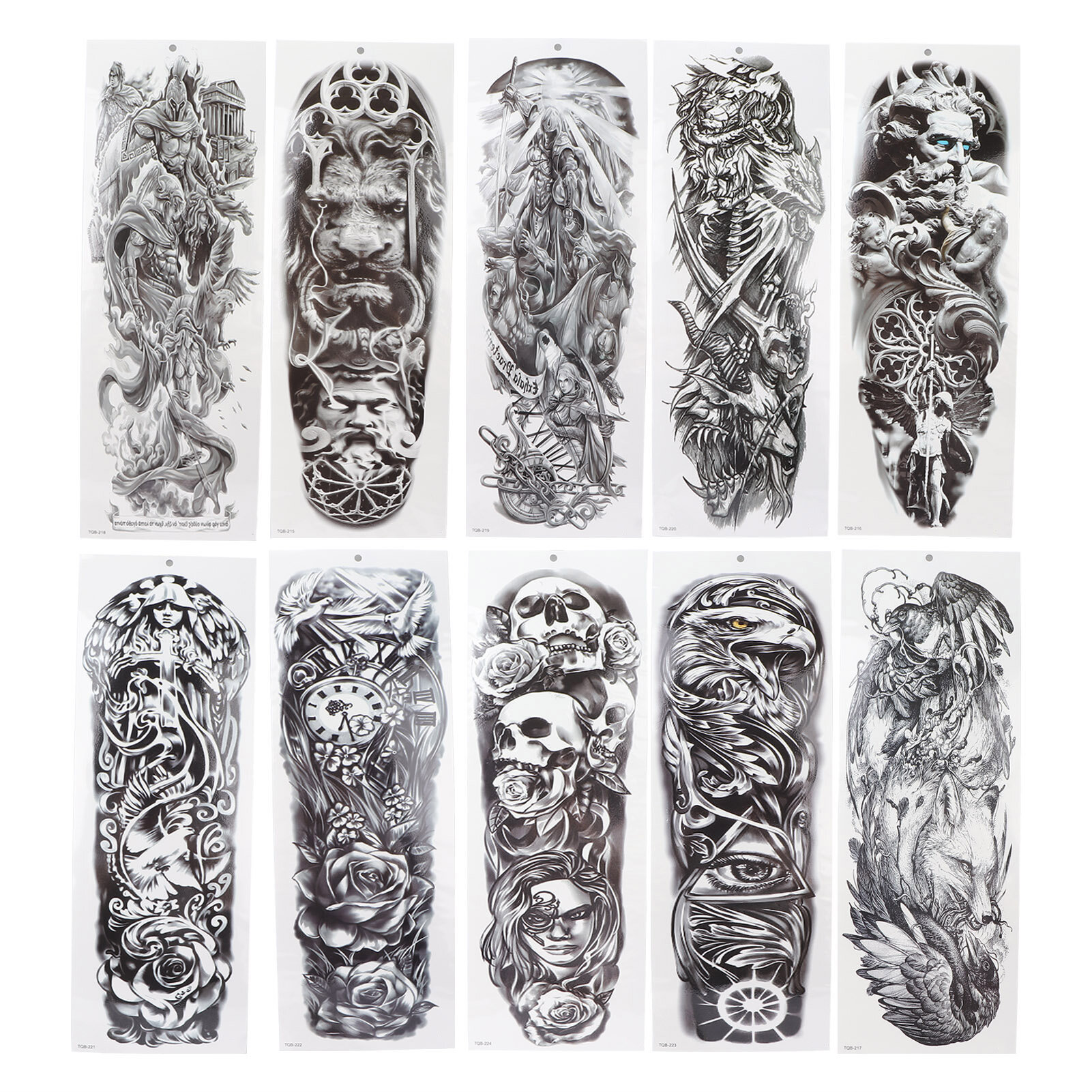 10 листов водонепроницаемых наклеек-татуировок на всю руку, изысканные унисекс-наклейки для временных татуировок