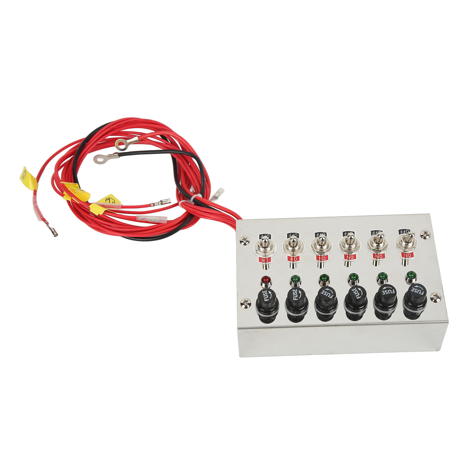Панель переключателей DC12V 24V 15A 6 Gang с предохранителями и индикаторами LED из нержавеющей стали для гоночных автомобилей, домов на колесах и грузовиков