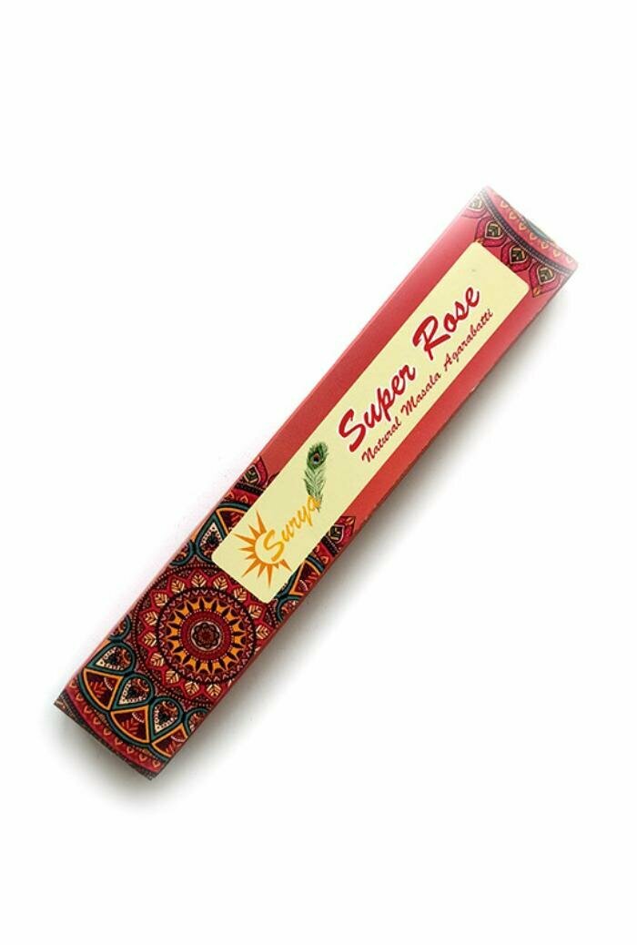 SUPER ROSE Natural Masala Agarabatti, Surya (супер роза натуральные масала благовония, Сурья), уп. 15 г.
