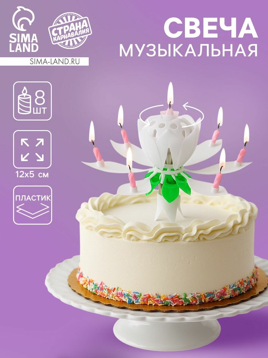 Свечи / Свечи для торта "Крутящийся тюльпан" / Белый