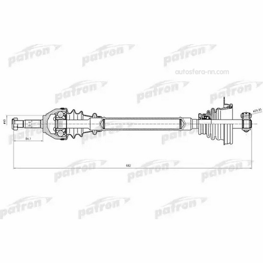 PATRON PDS0637 Полуось лев Dacia Logan 1.4-1.6i 09.04 -ABS