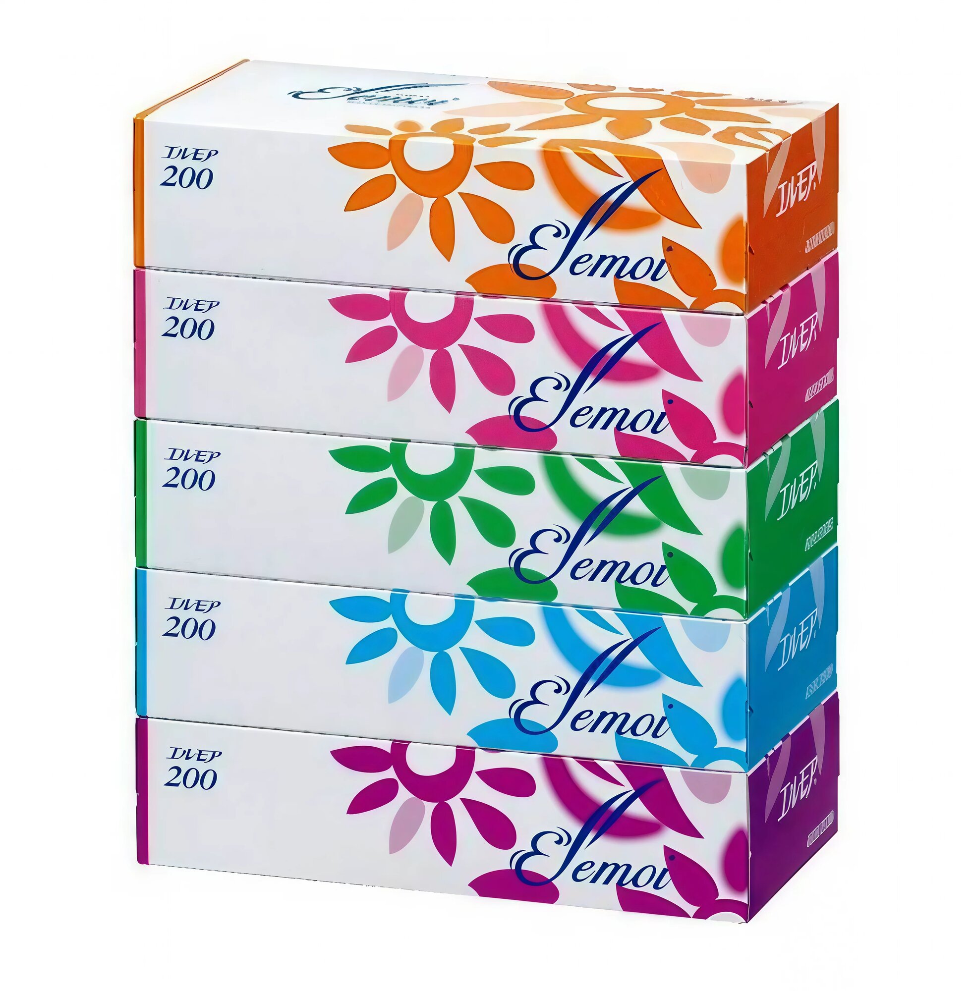 Kami Shodji Бумажные двухслойные салфетки Kami Shodji ELLEMOI (упаковка 5 пачек по 200 салфеток)