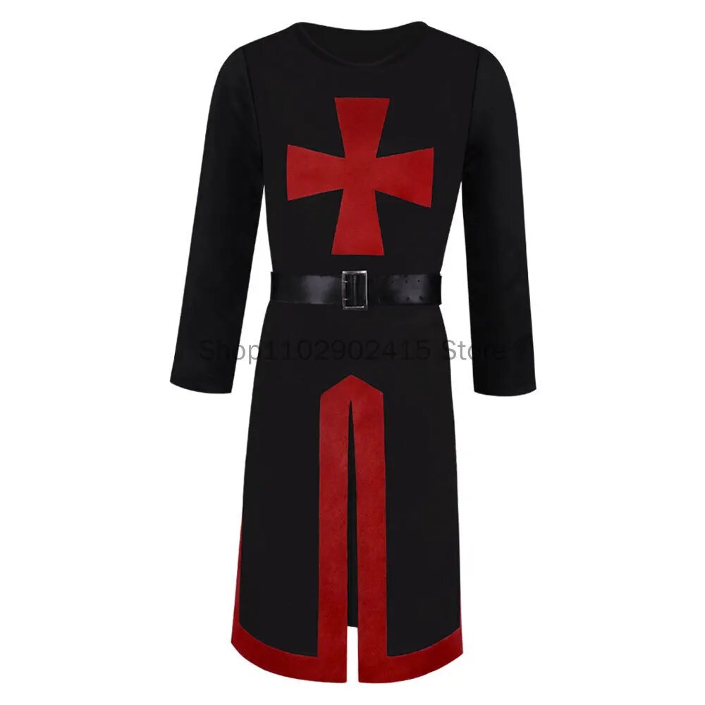 Мужской костюм рыцаря-крестоносца, полиэстер L, wine black no belt