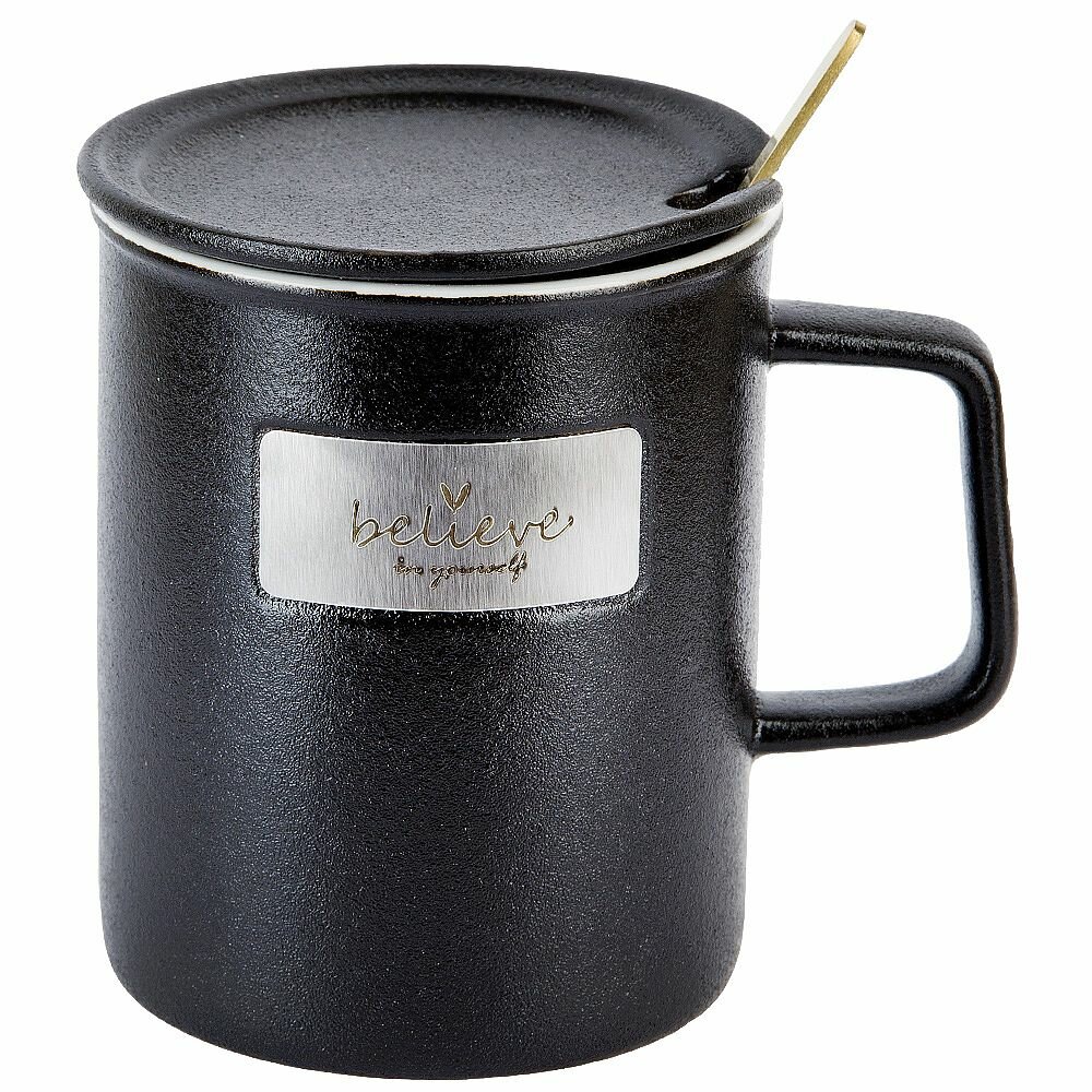 Кружка с крышкой и ложкой Dreams come true фарфор. 400мл Nouvelle