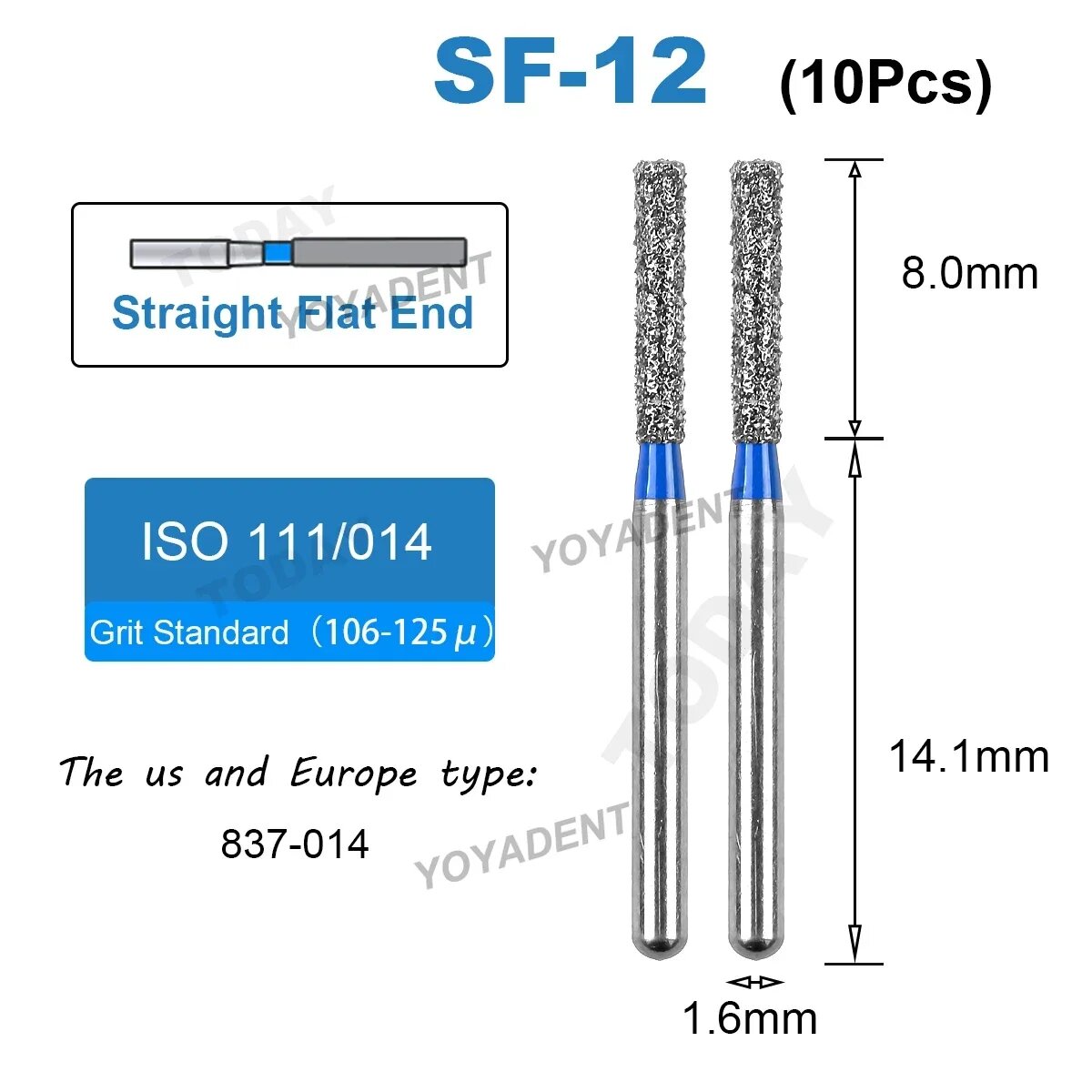 Стоматологические боры YOYADENT SF-12, 10 шт.