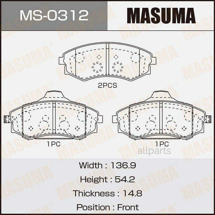 MASUMA MS-0312 Колодки дисковые