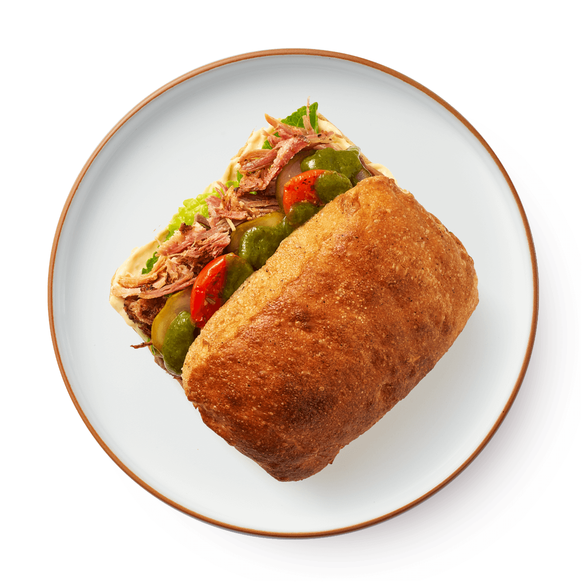 Сэндвич с томлёной лопаткой и соусом сальса Верде The Truffle