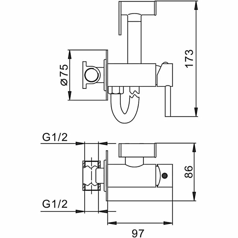 Встроенный гигиенический душ со смесителем для биде Frap F7505-2