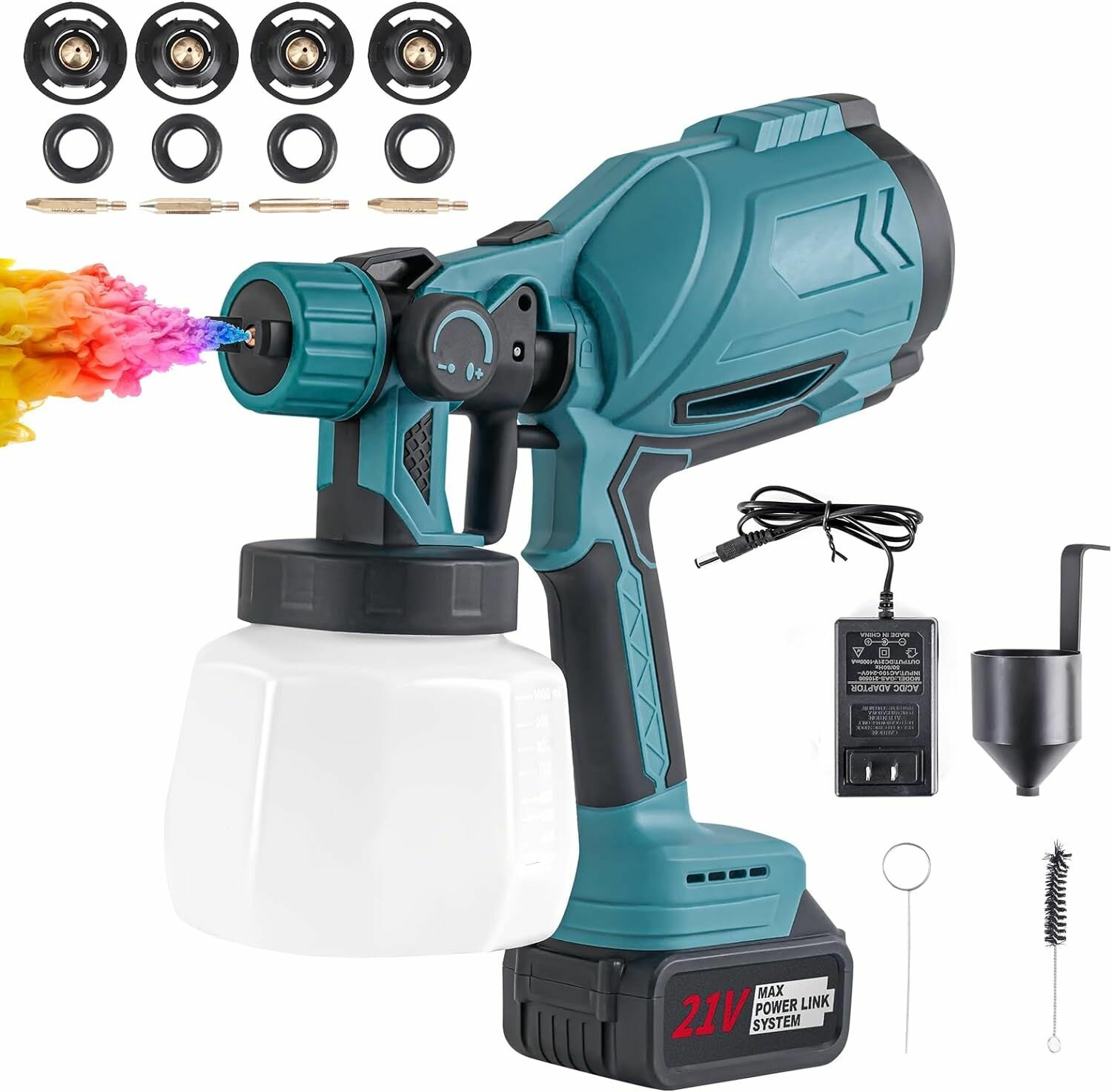 Электрический краскопульт, емкость 1000 мл, 5 сопел и 3 режима распыления