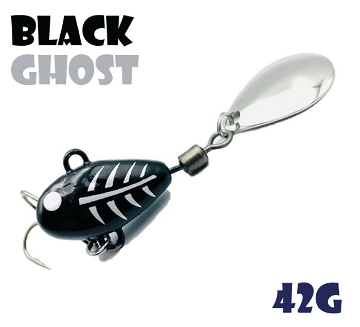Блесна Тейл-Спиннер для рыбалки Uf-Studio Hurricane 42g #Black Ghost