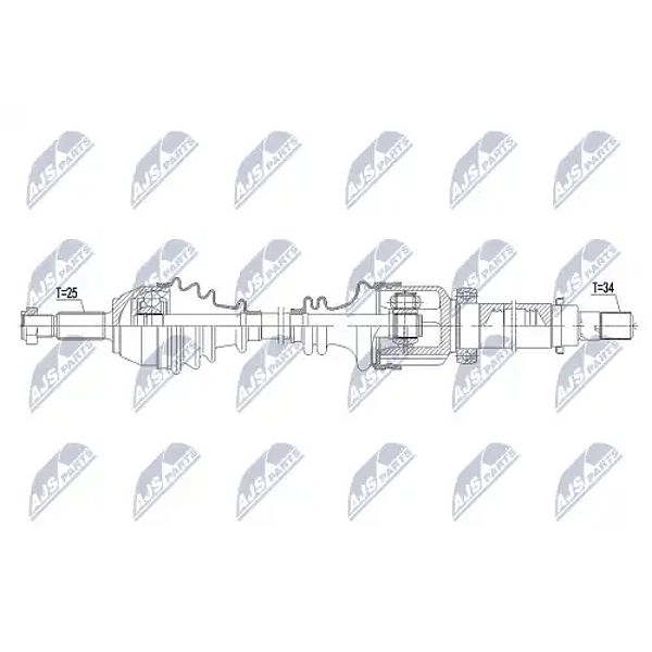 NTY NPW-FR-105 полуось Ford (Форд) Focus (Фокус) III 1.6ti 10-, Fiesta (Фиеста) 1.0t,1.6ti 12-, b-max 1.6ti 12- / prawa, atm /