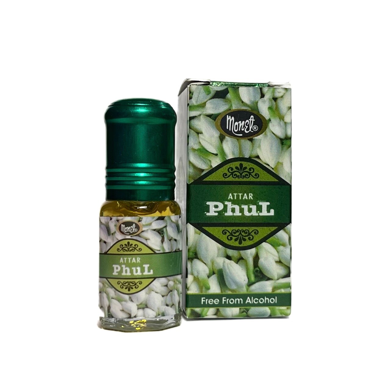 ATTAR PHUL Perfume, Free From Alcohol, Monet (аттар фулл (Жасмин), масляные индийские духи, Моне), ролик, 3 мл.