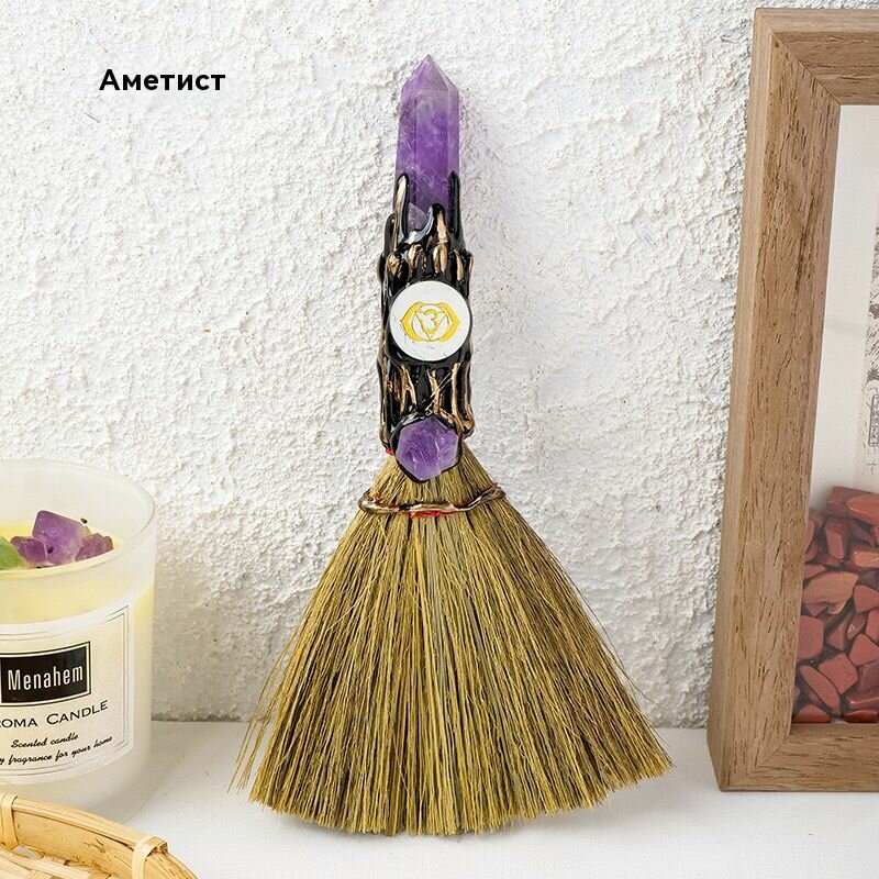 Хрустальный столб украшение для веника, аметистовый столб 19см