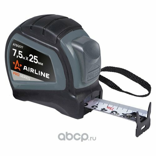 Рулетка в прорезиненном корпусе с фиксатором 7,5м х 25мм (atbq017) Airline ATBQ017