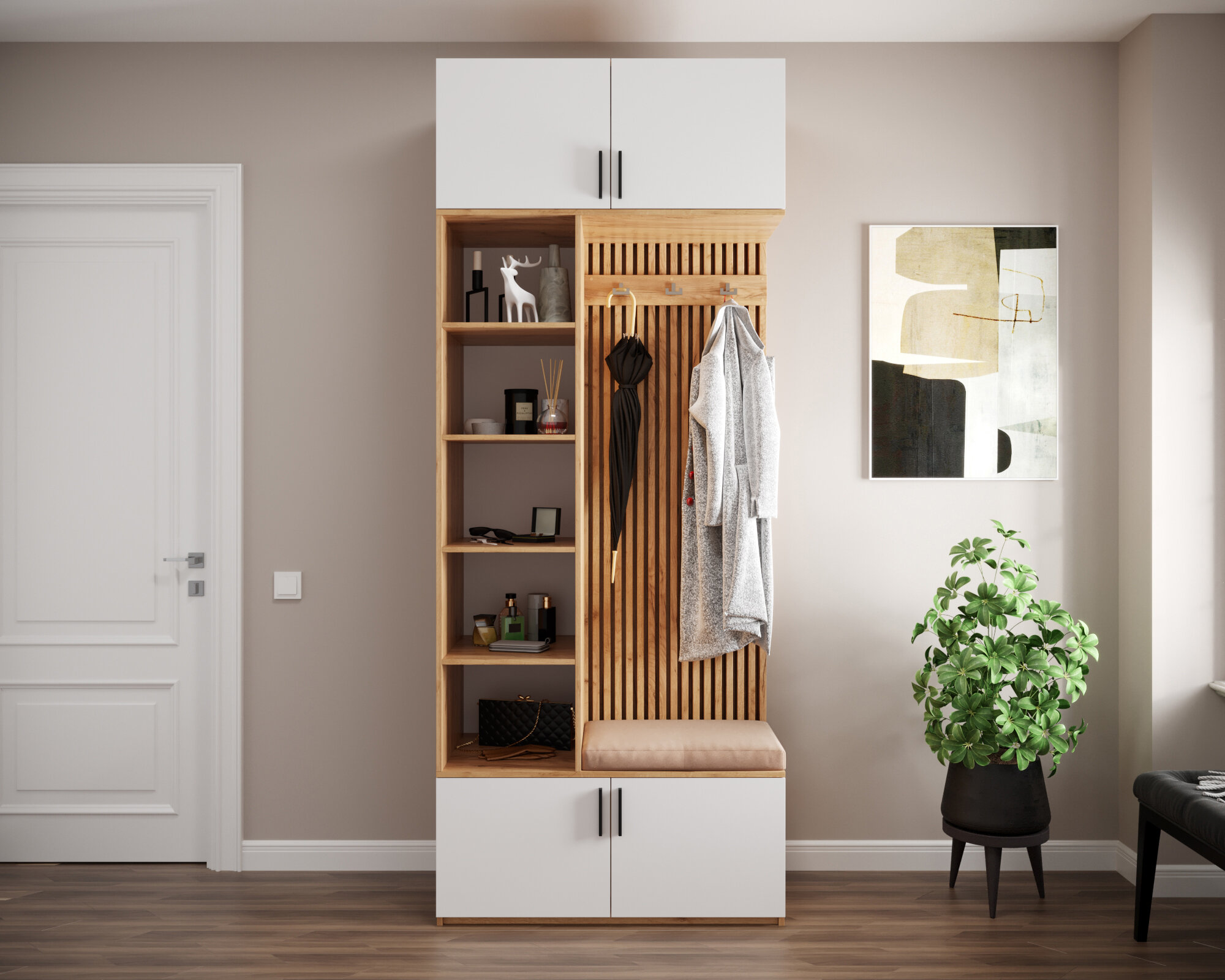 Прихожая в коридор "Дуглас 2" 90х240х50 Дуб крафт золотой / Лотос