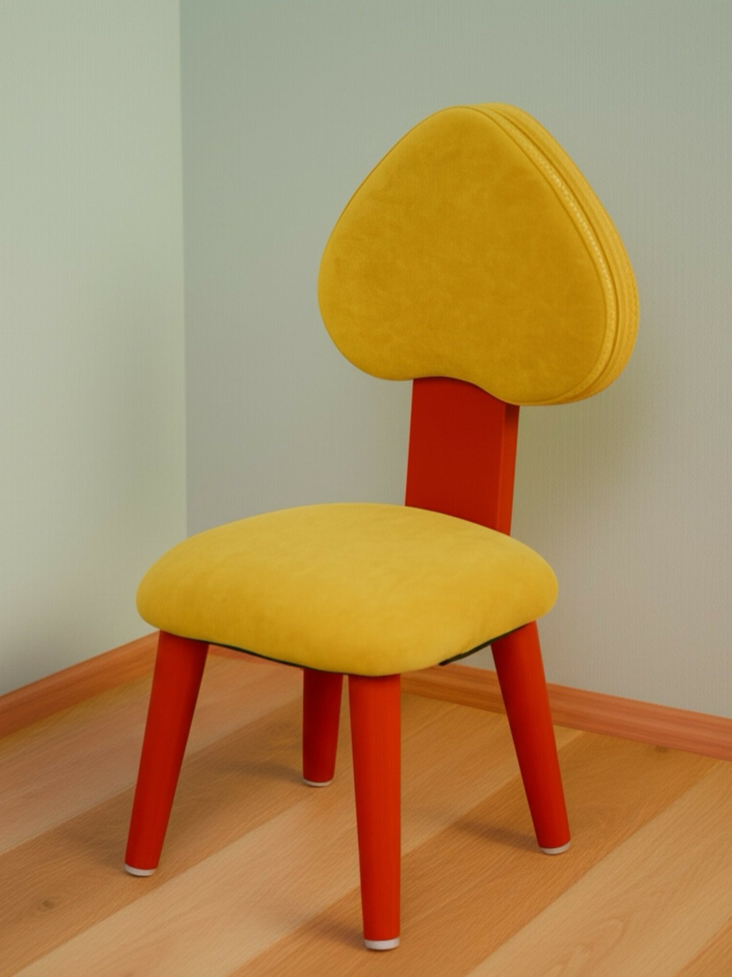 Стул детский Непоседа сердце желтый, красные ножки, рост ребенка 120-135 см